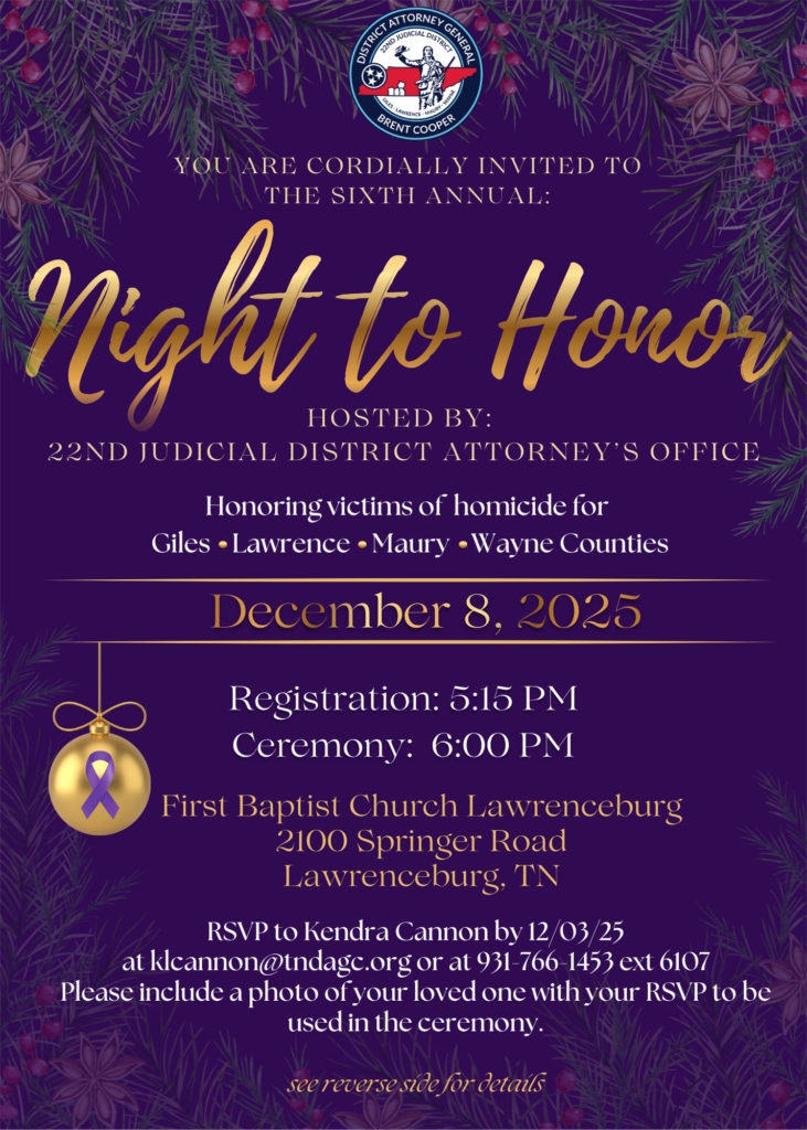 Night To Honor: 22nd Judicial District - Tennessee District Attorneys ...